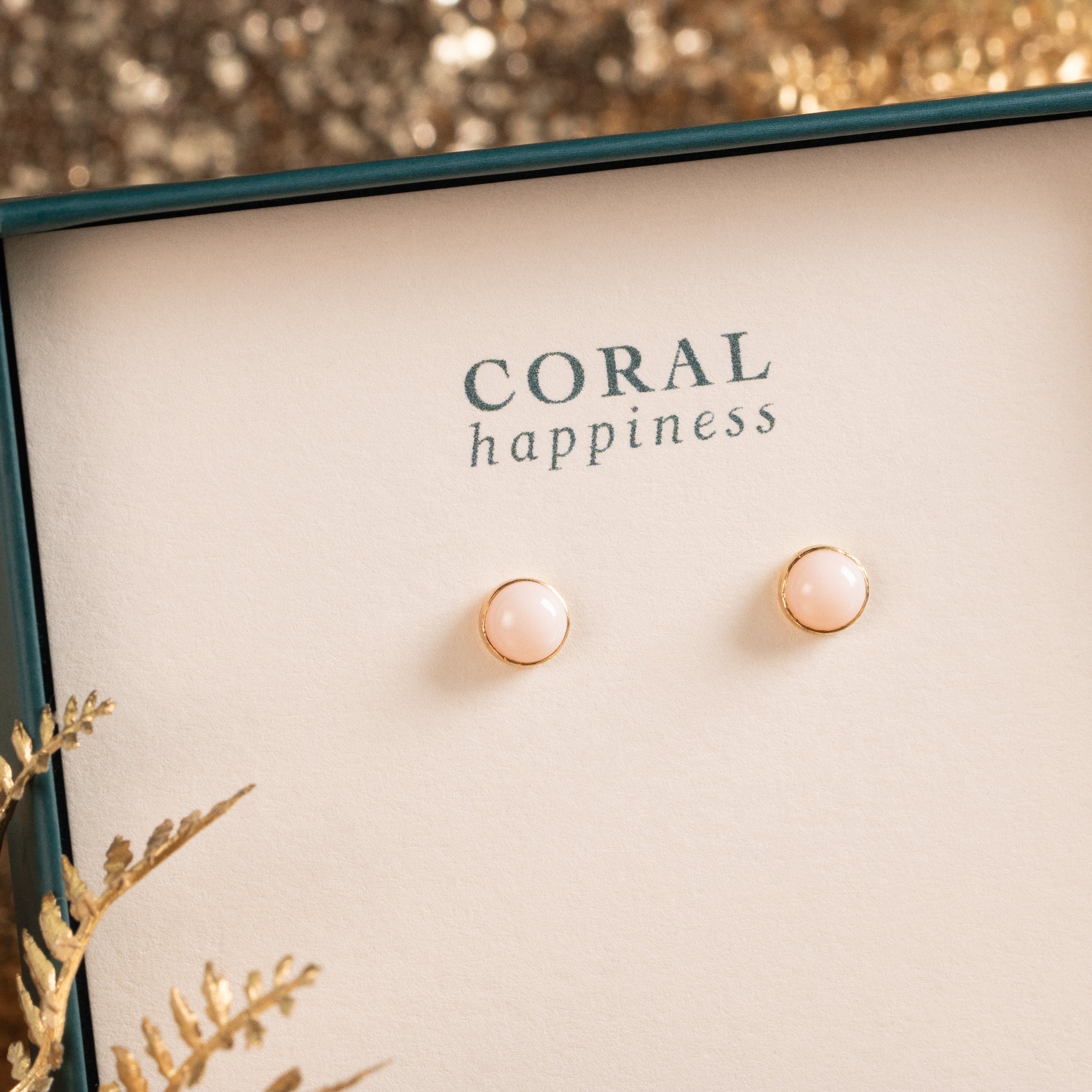 Coral Stud Earrings - Happiness - Silver & Gold – Honey Willow - handmade jewellery