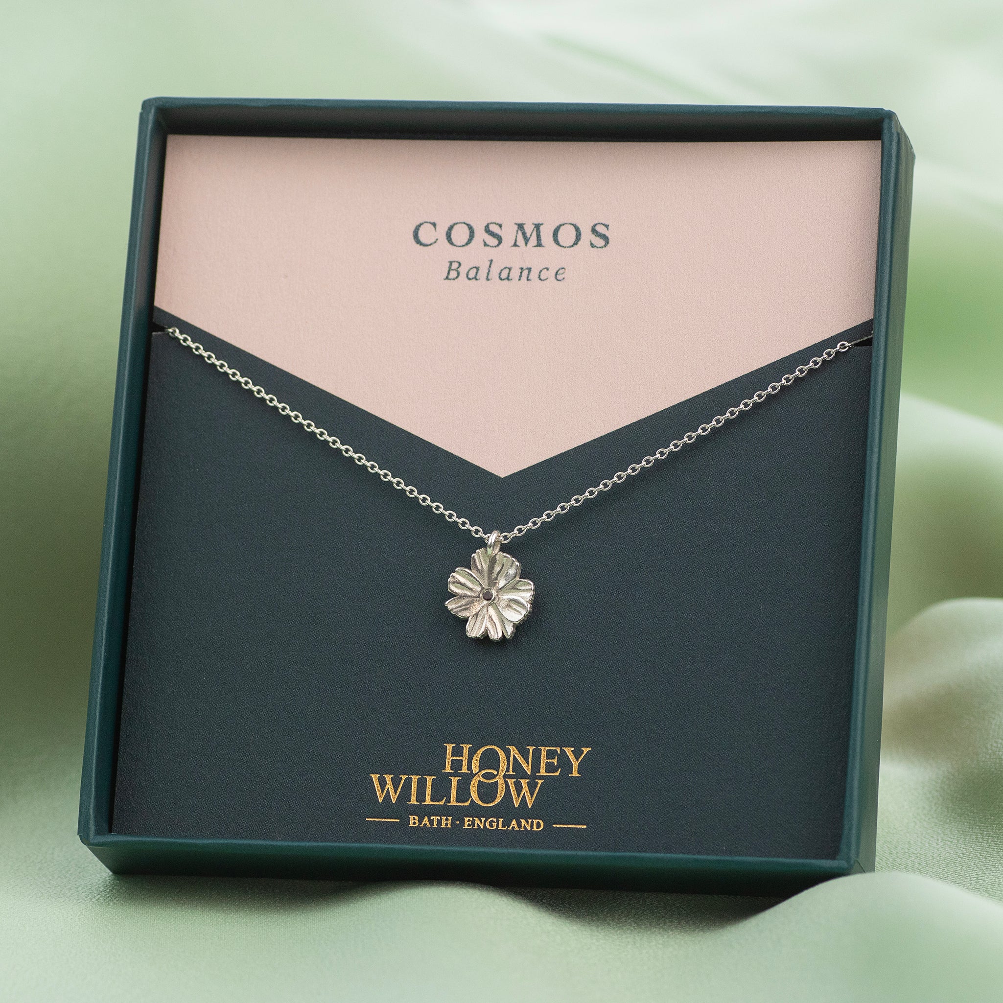 Cosmos Flower Birthstone Necklace - Balance - Silver – Honey Willow ...