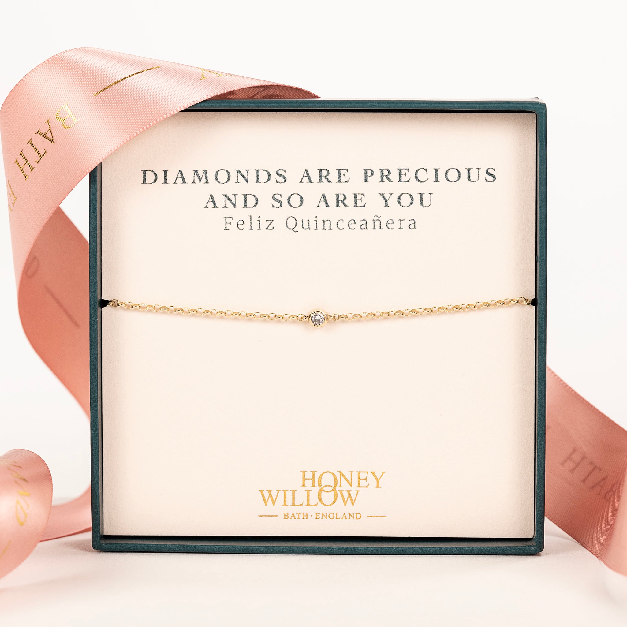 Quinceañera Gift - Single Diamond Bracelet - Lab Grown Diamond - 9kt G ...