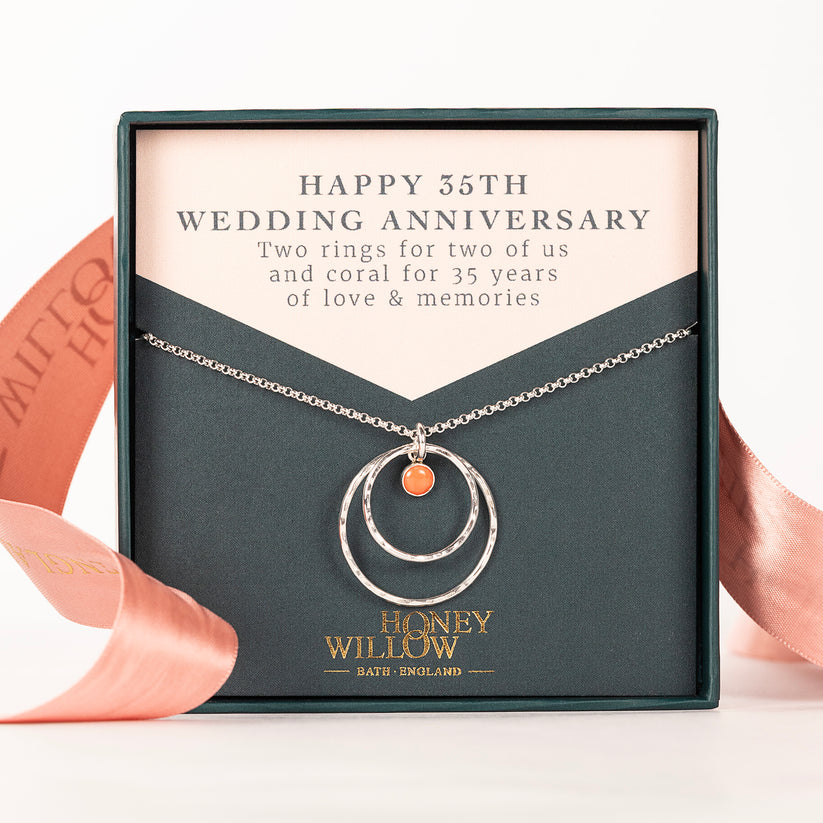 35th Wedding Anniversary Gift - Coral Anniversary Necklace - Silver ...