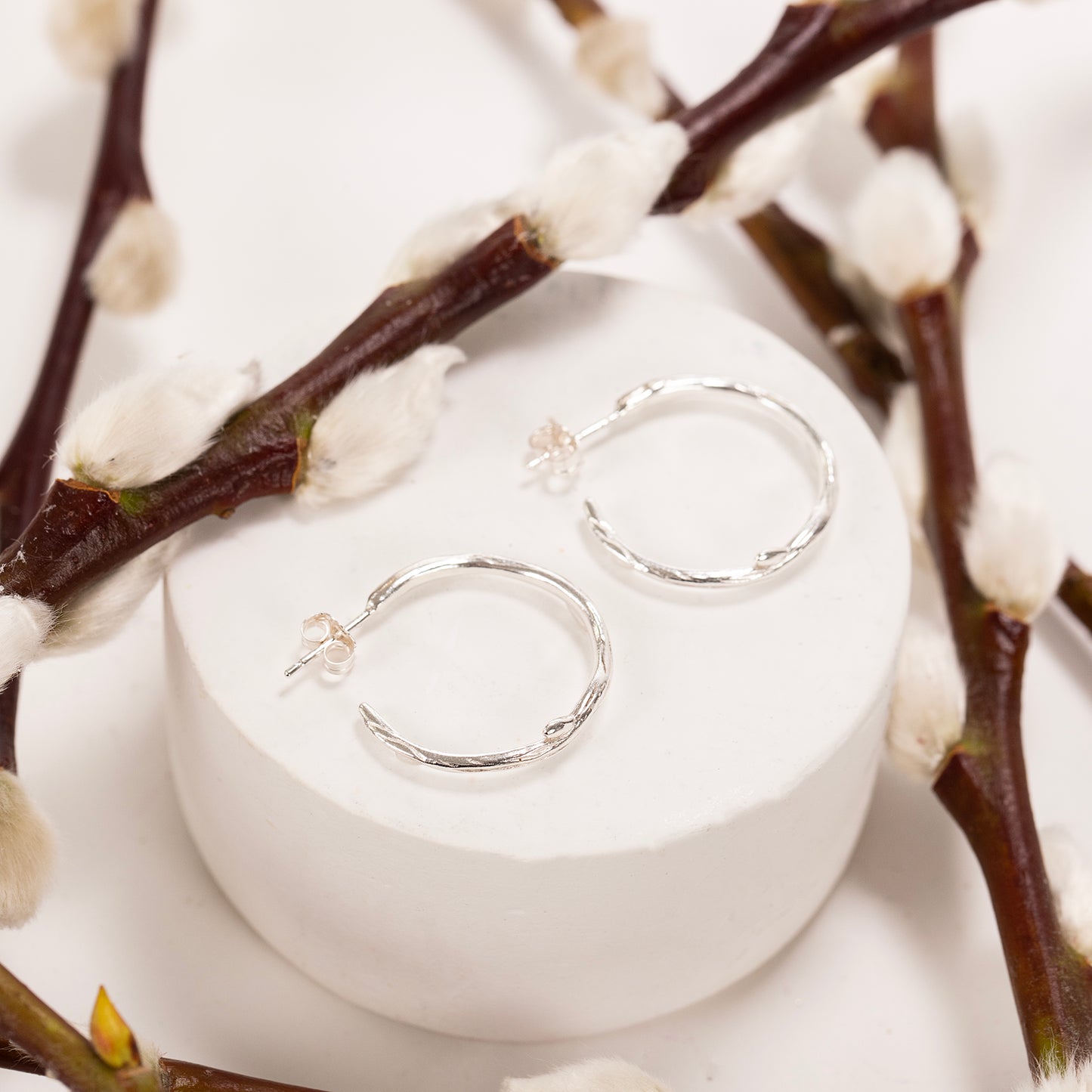 9th Anniversary Gift - Willow Hoop Earrings - Silver - 2cm – Honey ...