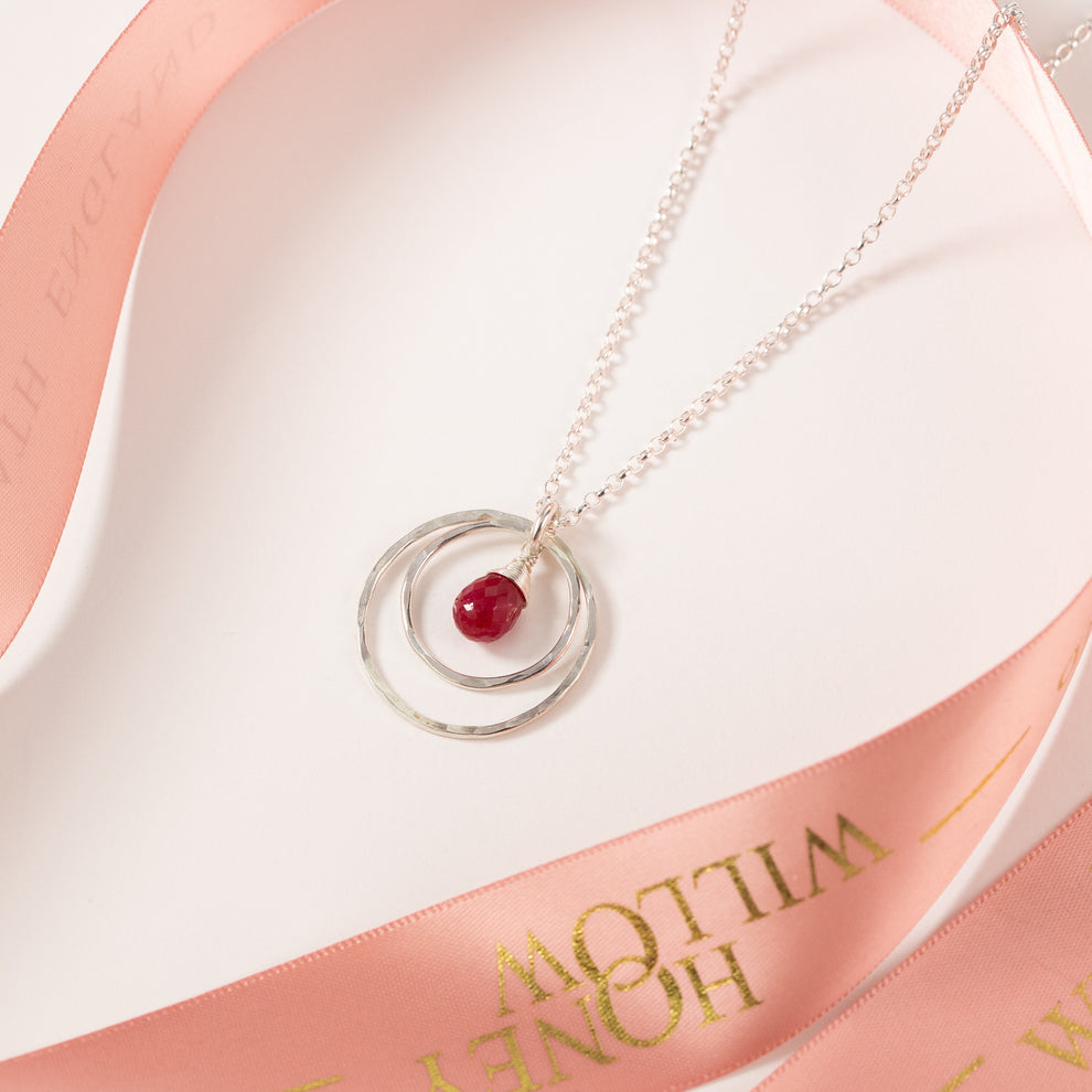 Ruby Anniversary Necklace - 40th Anniversary Gift - Silver & Gold ...