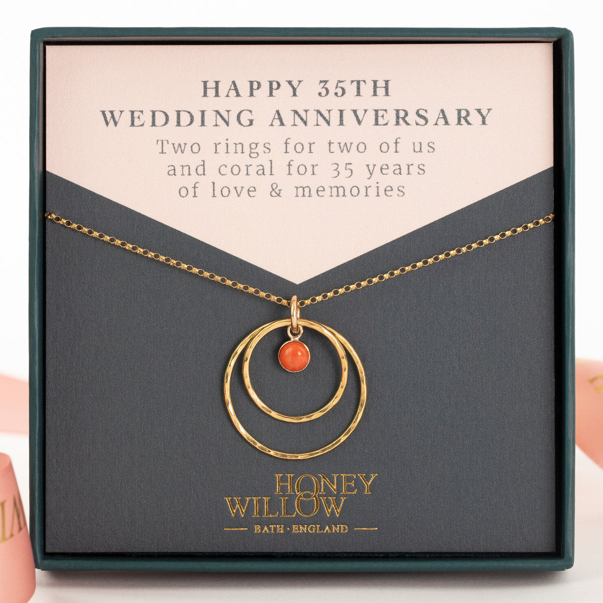 35th Wedding Anniversary Gift - Coral Anniversary Necklace - Silver ...