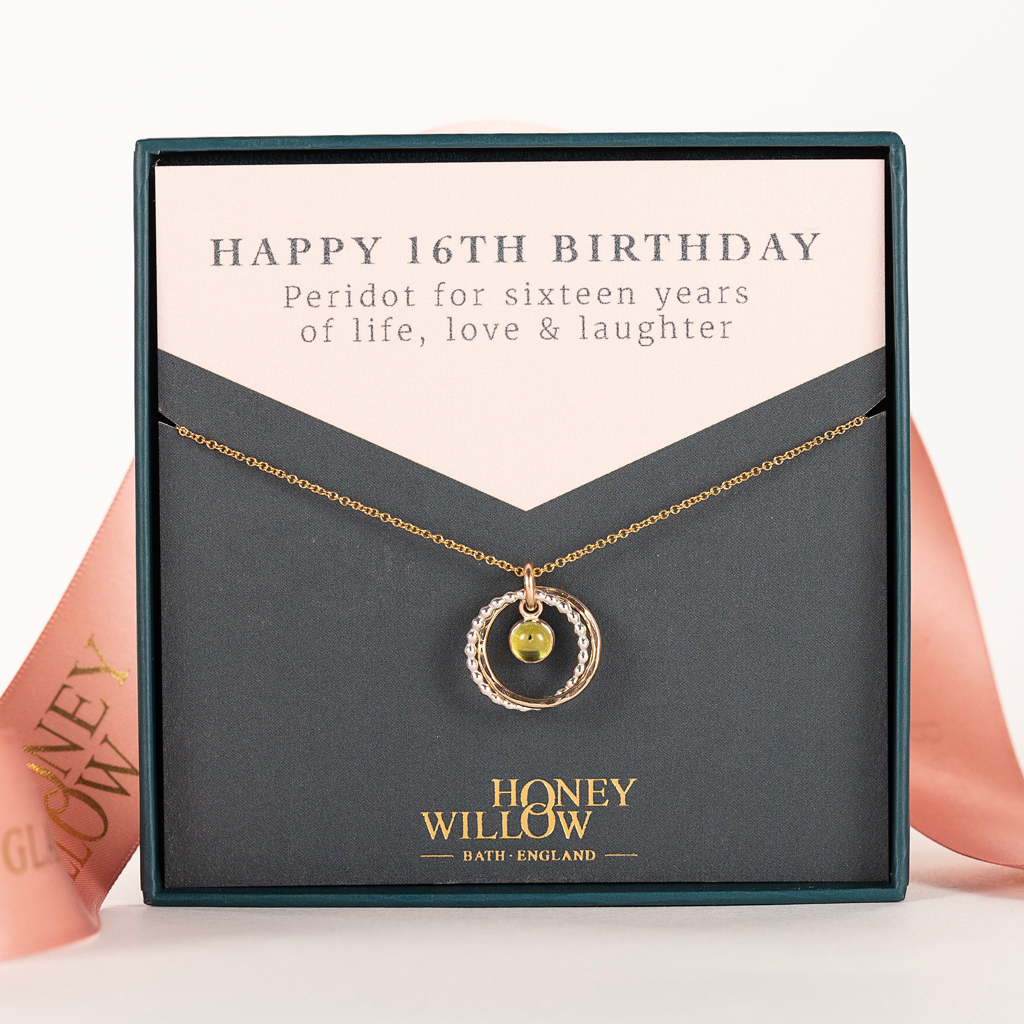 16th Birthday Gift - Peridot Necklace - Silver & Gold – Honey Willow ...