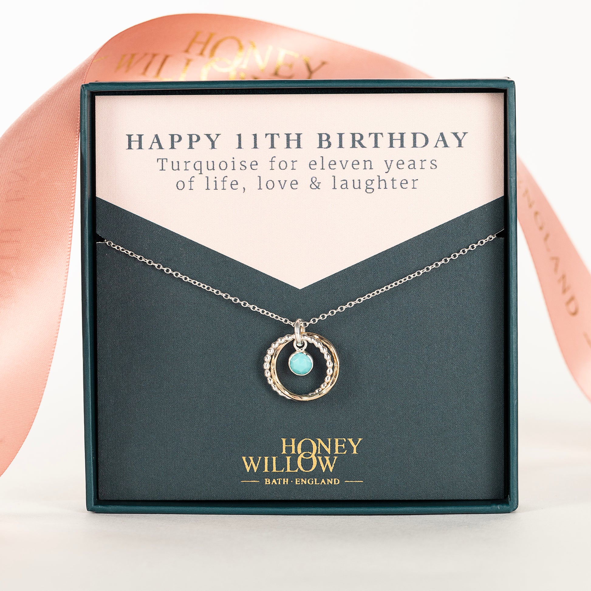 11th Birthday Gift - Turquoise Necklace - Silver & Gold – Honey Willow ...