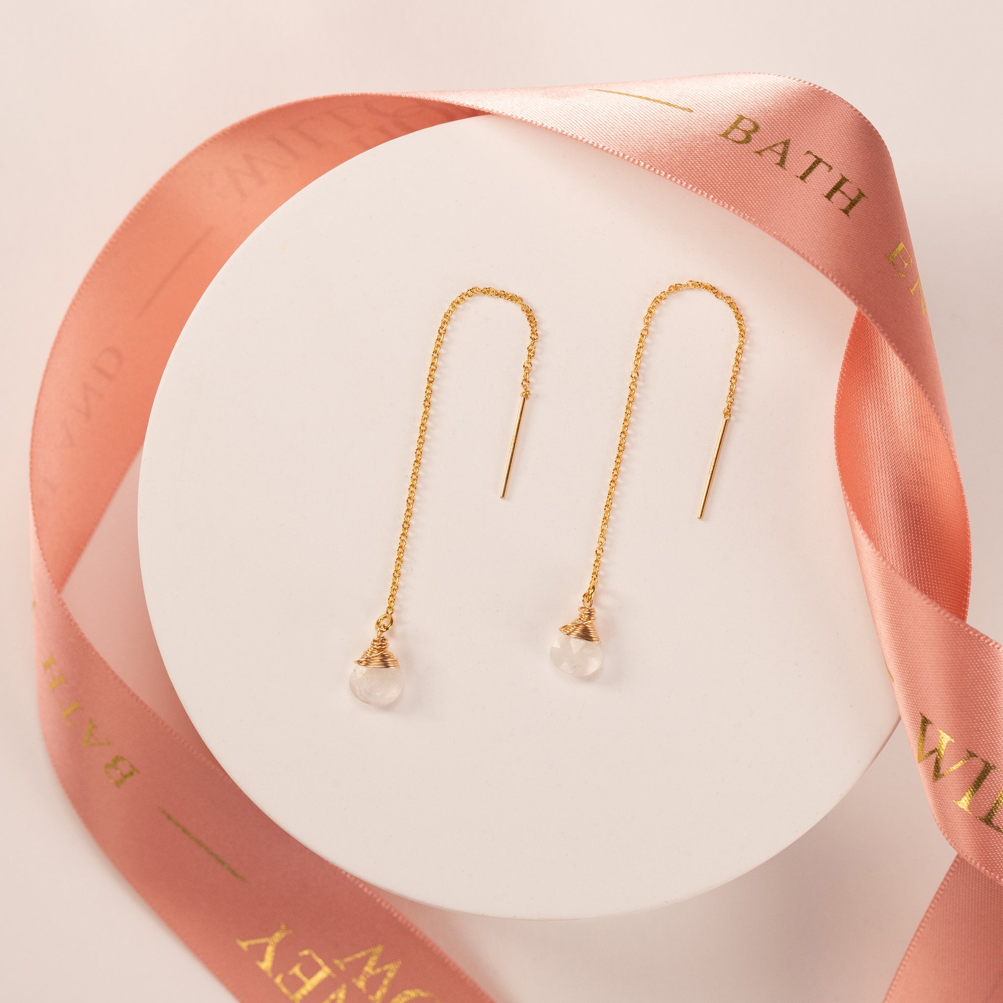 June Birthstone Threader Earrings - Moonstone - Silver & Gold – Honey ...