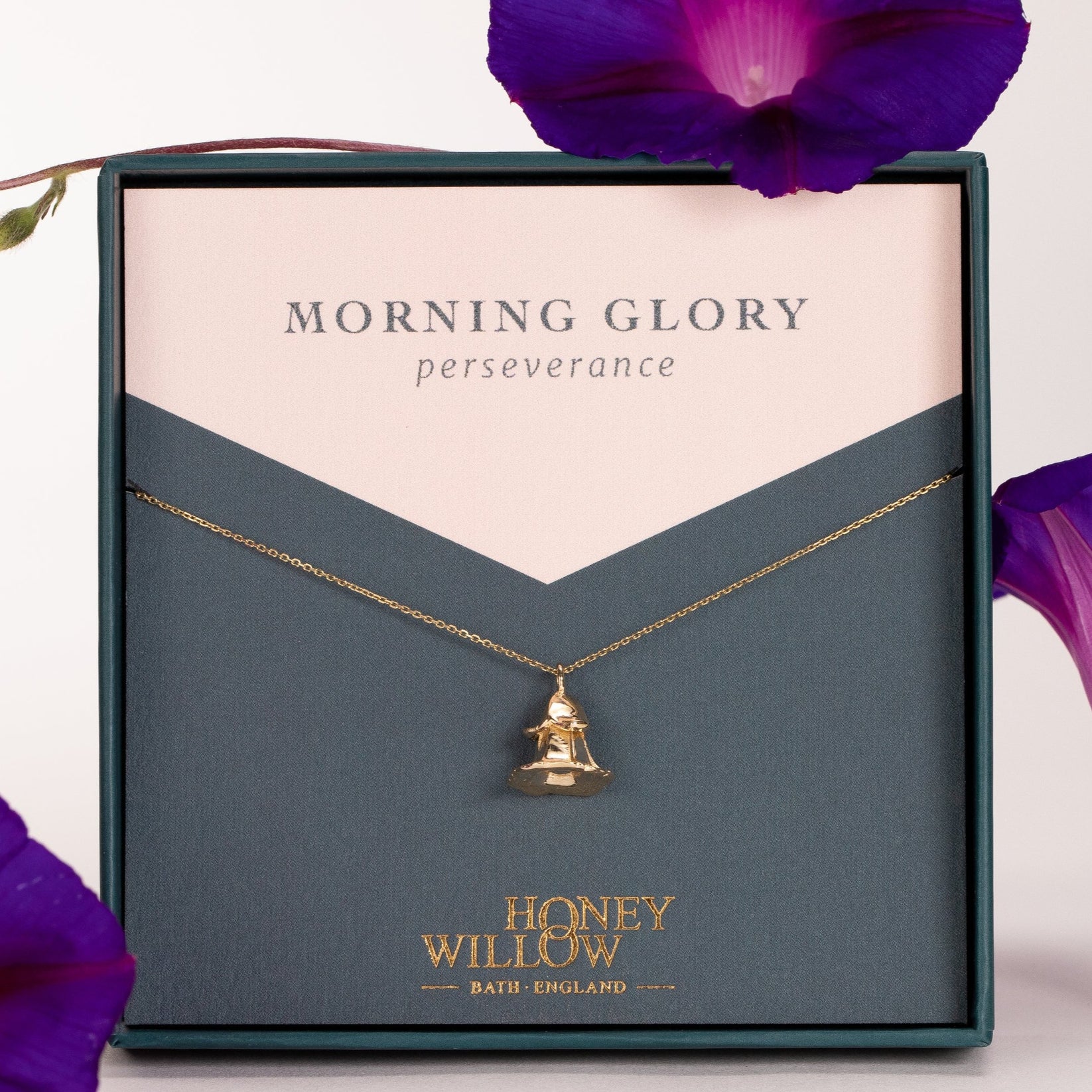 Morning Glory Flower Necklace - Perseverance - 9kt Gold – Honey Willow ...